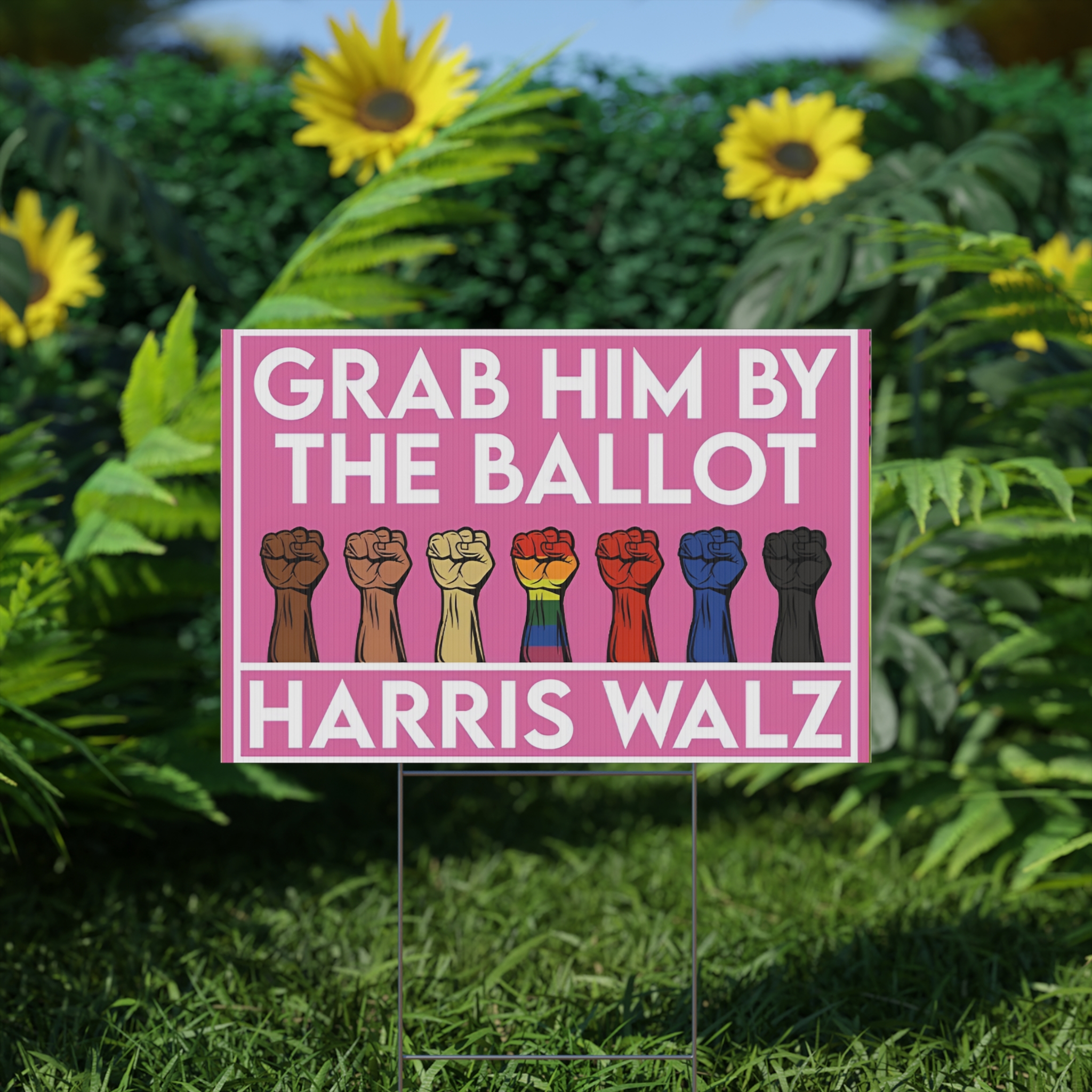 Grab Him By The Ballot Harris Walz Yard Sign - FunnyT